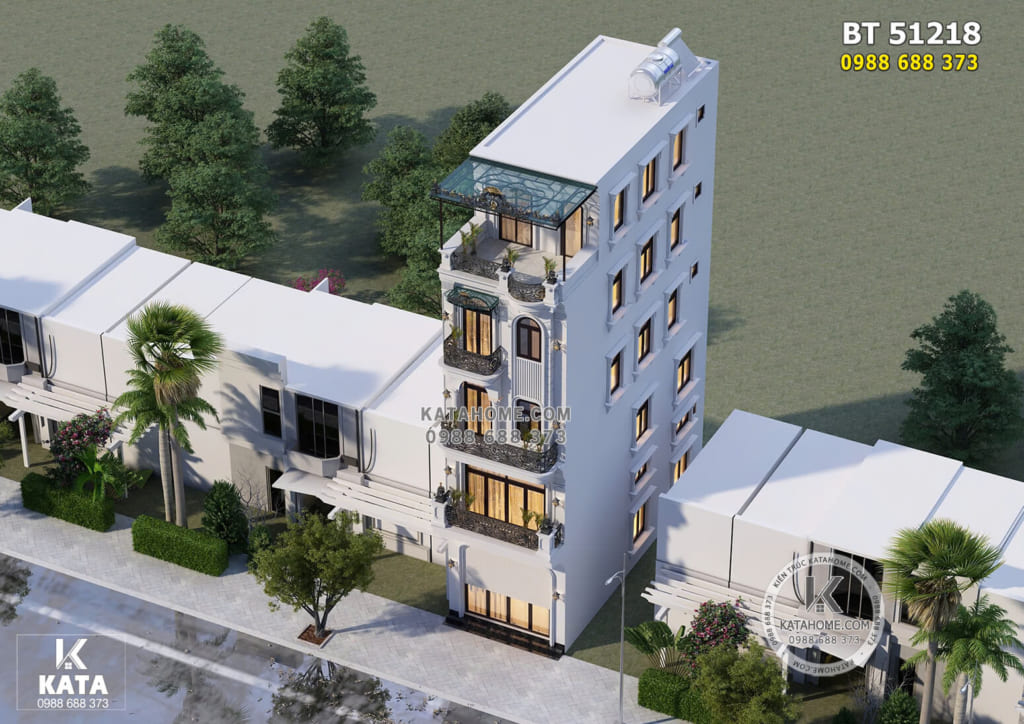 Mẫu nhà phố mặt tiền 5m đẹp 5 tầng tân cổ điển - KataHome